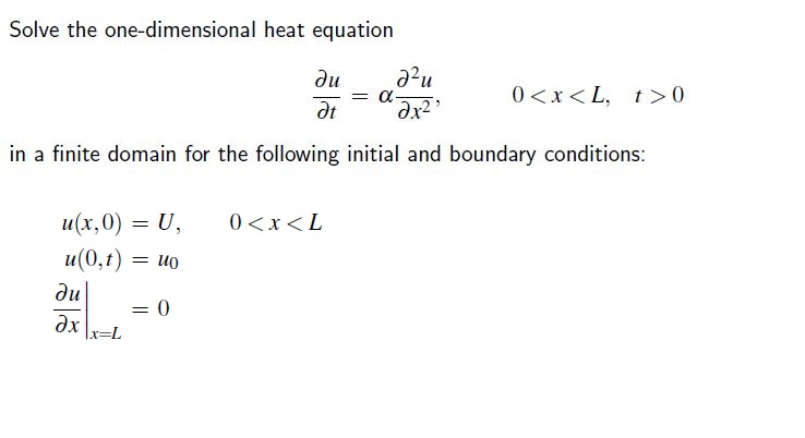 Solved Solve the one-dimensional heat equation dau u/dau t = | Chegg.com