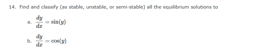 Solved Find and classify (as stable, unstable, or | Chegg.com