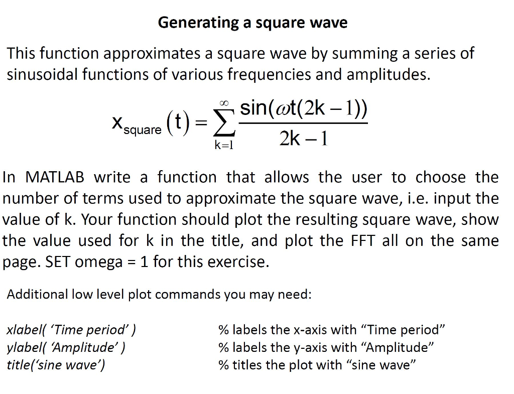 Solved Generating a square wave This function approximates a | Chegg.com