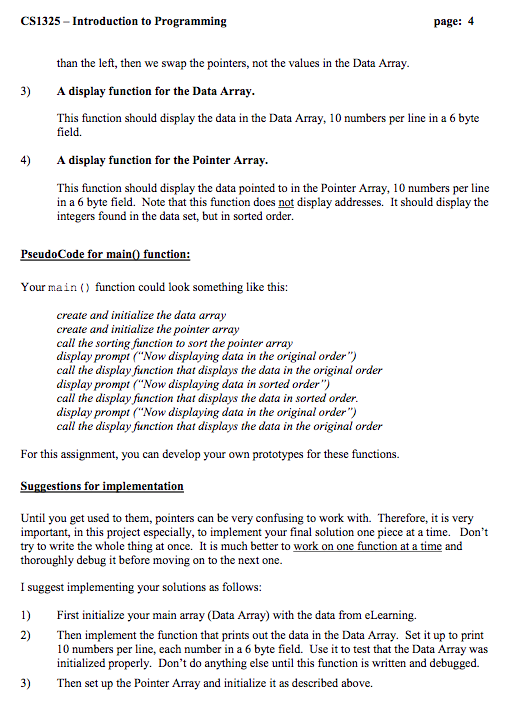 Solved Program 6: Sorting with Pointers Sometimes we're | Chegg.com