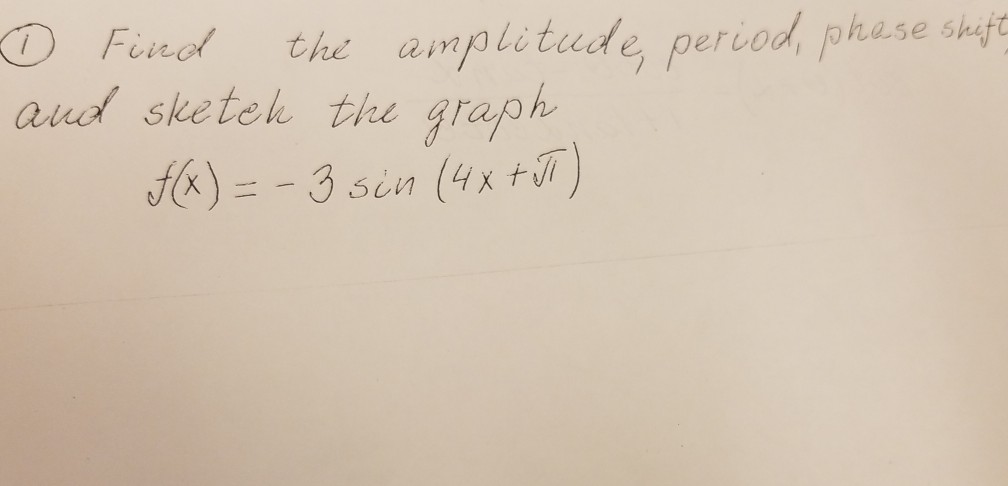 Solved Find the amplitude, period, phase shift and sketch | Chegg.com