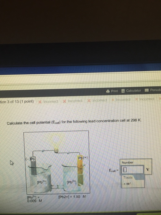 Solved Calculate The Cell Potential E Cell For The