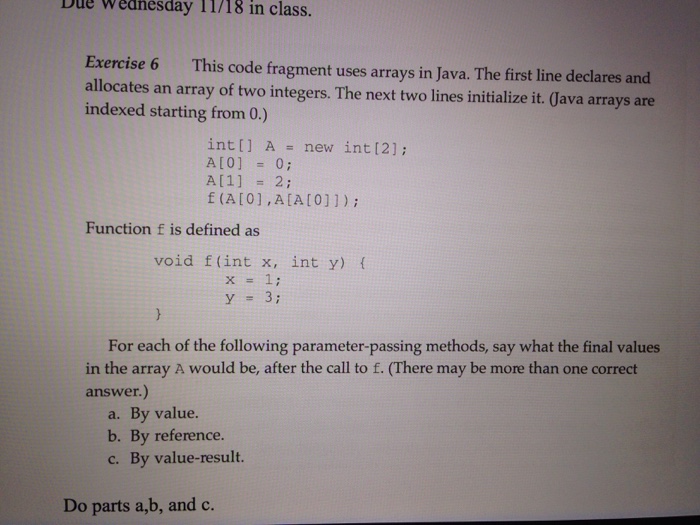 Solved This code fragment uses arrays in Java. The first | Chegg.com