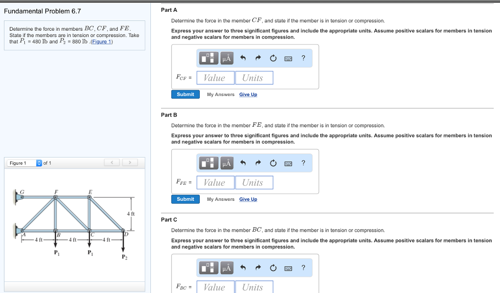 Solved Fundamental Problem 6.7 Part A Determine the force in | Chegg.com