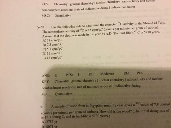 Solved KEY: Chemistry | general chemistry | nuclear | Chegg.com