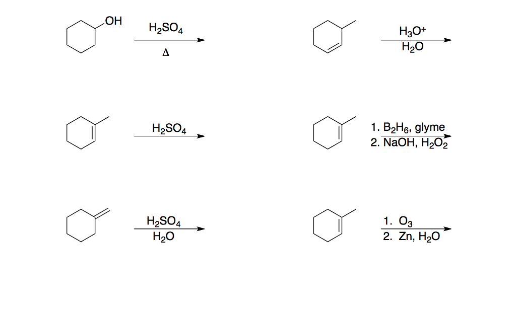 Solved H30+ H20 H2SO4 1. B2Hs, glyme 2. NaoH, H202 H2SO4 H20 | Chegg.com
