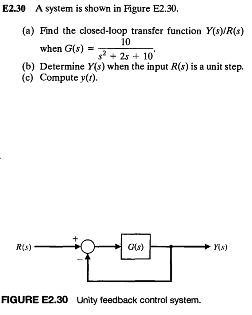 Solved E2.30 A system is shown in Figure E2.30. (a) Find the | Chegg.com