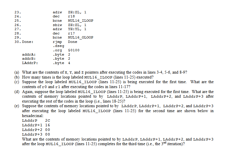 Solved [20 pts] 3- Consider the following AVR assembly. | Chegg.com