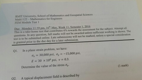 Solved RMIT University, School of Mathematics and | Chegg.com