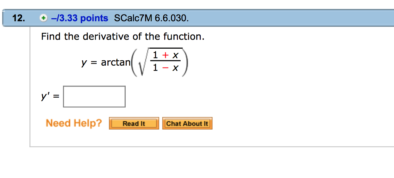 Solved Find The Derivative Of The Function Y Arctan
