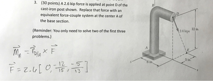 Solved A 2.6 kip force is applied at point D of the | Chegg.com