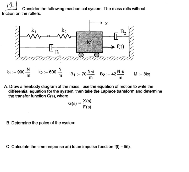 Solved Consider the following mechanical system. The mass | Chegg.com