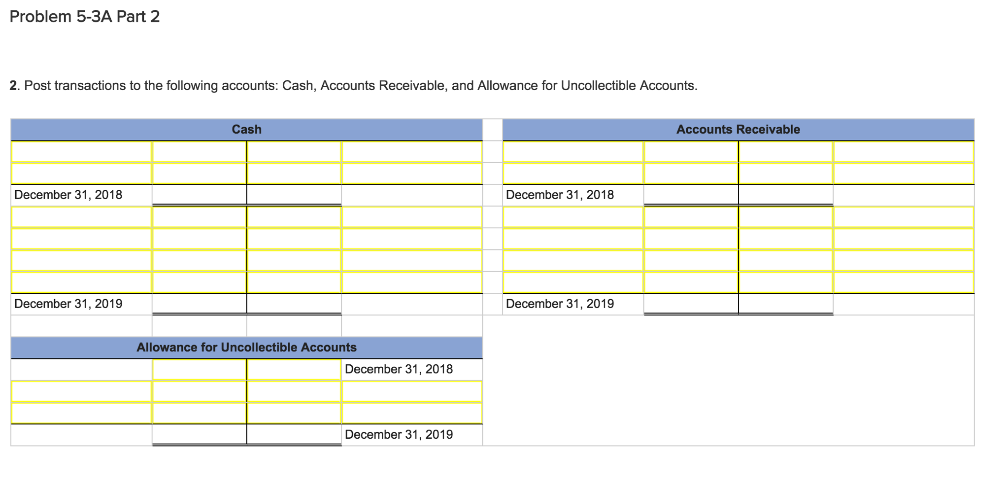 Solved Problem 5-3A Record transactions related to accounts | Chegg.com