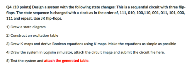 Design a system with the following state changes: | Chegg.com