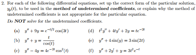 Solved 2 For Each Of The Following Differential Equations