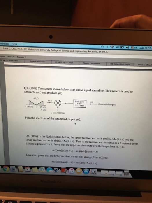 Solved The system shown below is an audio signal scrambler. | Chegg.com