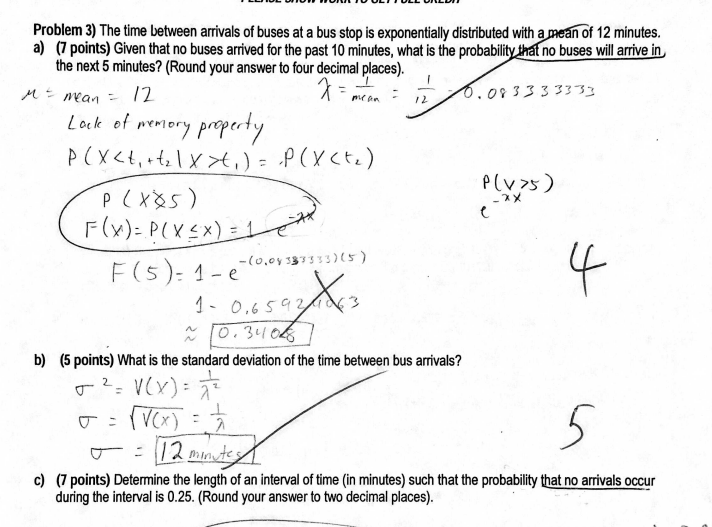 Solved Problem 3) The time between arrivals of buses at a | Chegg.com
