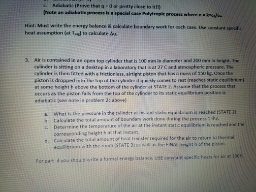 Solved Air is contained in an open top cylinder that is 100 | Chegg.com