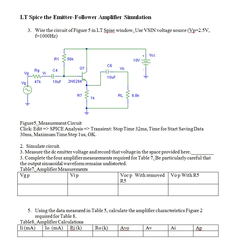 Solved LT Spice the Emitter-Follower Amplifier Simulation 3. | Chegg.com