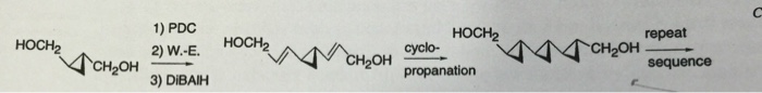 Solved HOCH2 1) PDC 2) W.-E. HOCH2 CH20H 3) DiBAIH HOCH2 | Chegg.com