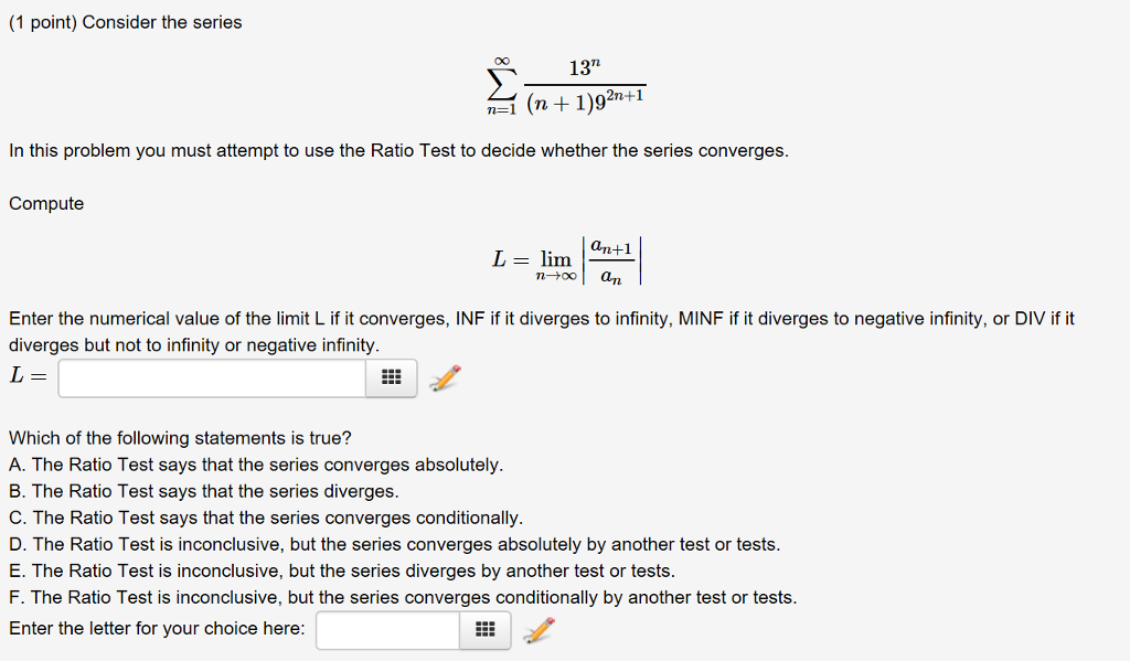 Solved Consider the series sigma^infinity_n = 1 13^n/(n + | Chegg.com