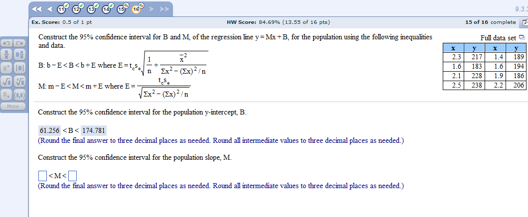 Solved Construct the 95% confidence interval for B and M, of | Chegg.com Solved Construct the 95% confidence interval for B and M, of | Chegg.com