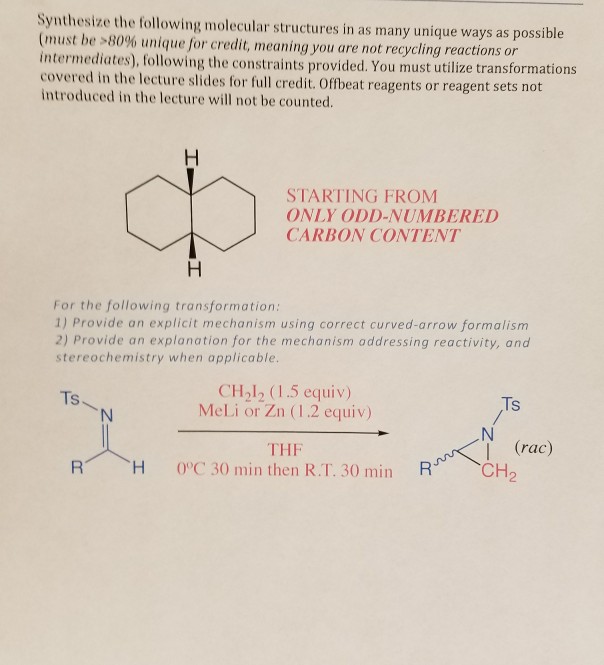 Solved Synthesize the following molecular structures in as | Chegg.com