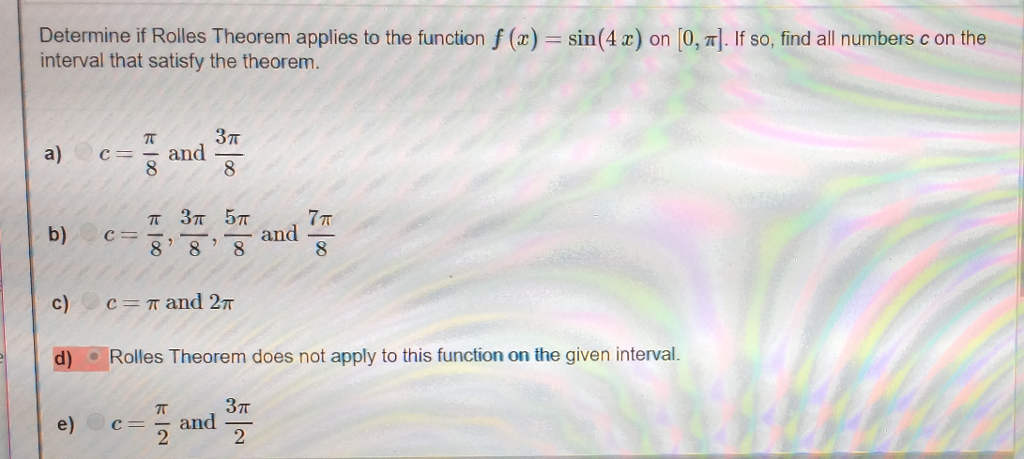 Solved Determine If Rolles Theorem Applies To The Function F