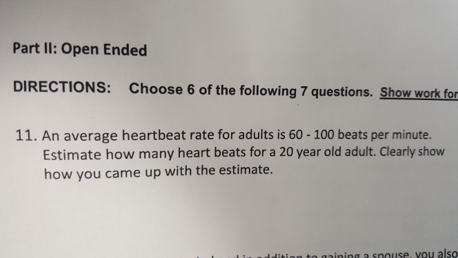 Solved Part Il: Open Ended DIRECTIONS: Choose 6 of the | Chegg.com
