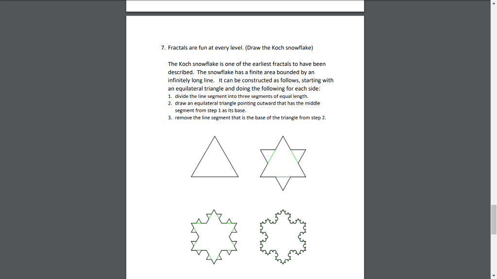 Solved 7. Fractals are fun at every level. (Draw the Koch | Chegg.com