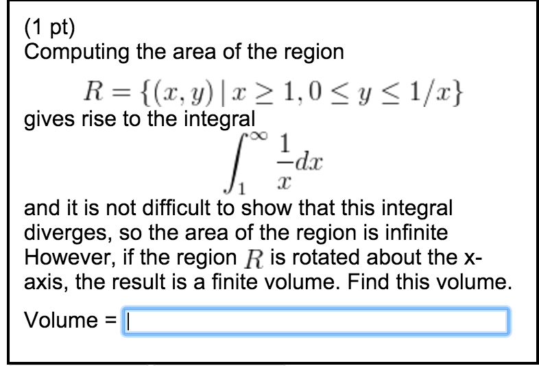 Solved Computing the area of the region R={(x, y) | x 1,0 y | Chegg.com