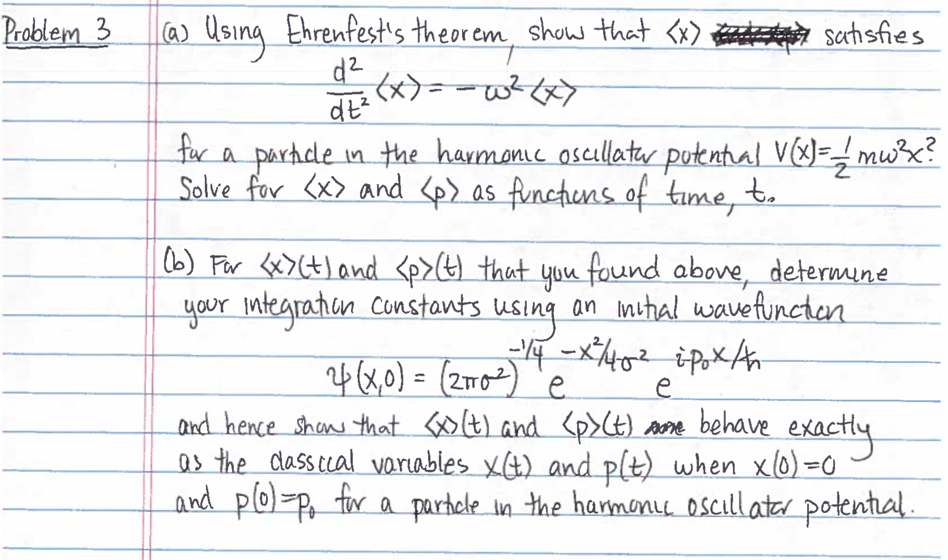 Solved Using Ehrenfests Theorem Show That Satisfies