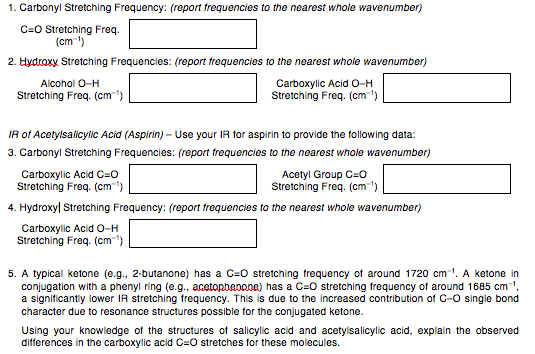 Solved 1. Carbonyl Stretching Frequency: (report | Chegg.com