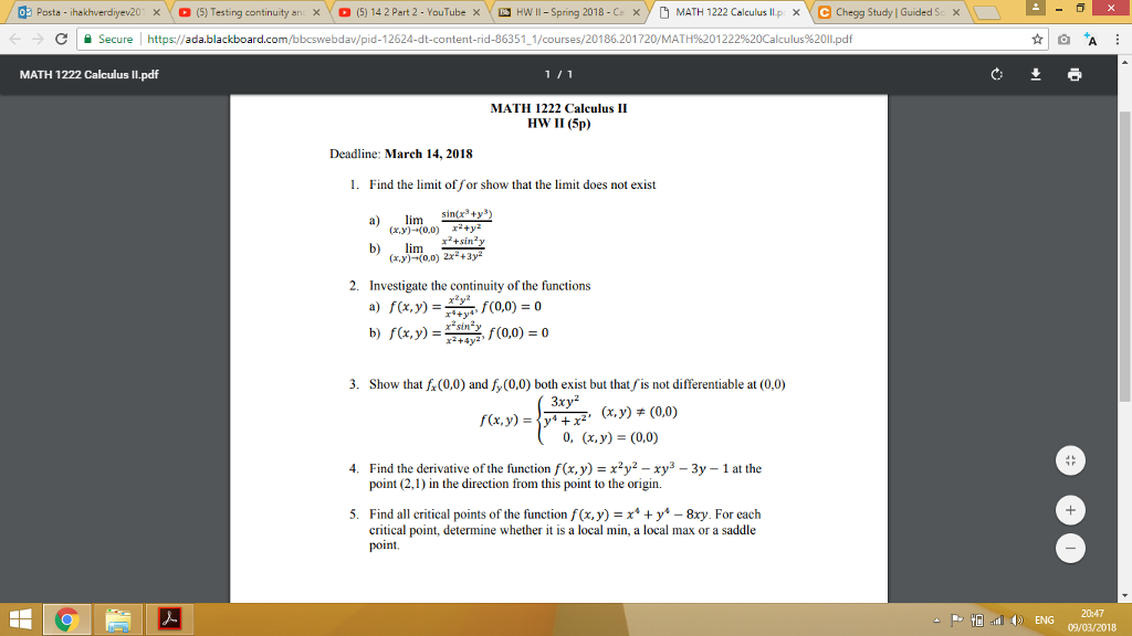 Calculus Archive | March 09, 2018 | Chegg.com