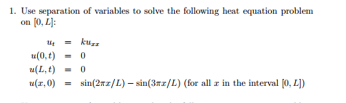 Using separation of variables to solve the following | Chegg.com
