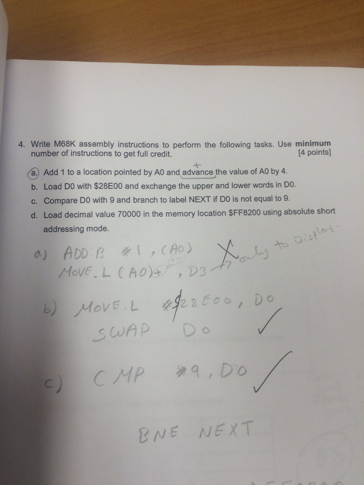 Solved Write M68K assembly instructions to perform the | Chegg.com