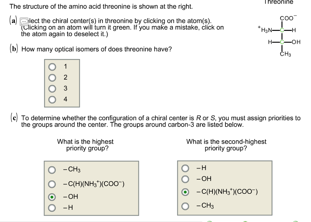 Solved lhreonine The structure of the amino acid threonine | Chegg.com
