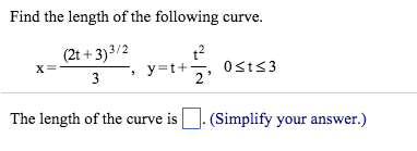 Solved Find the length of the following curve. | Chegg.com