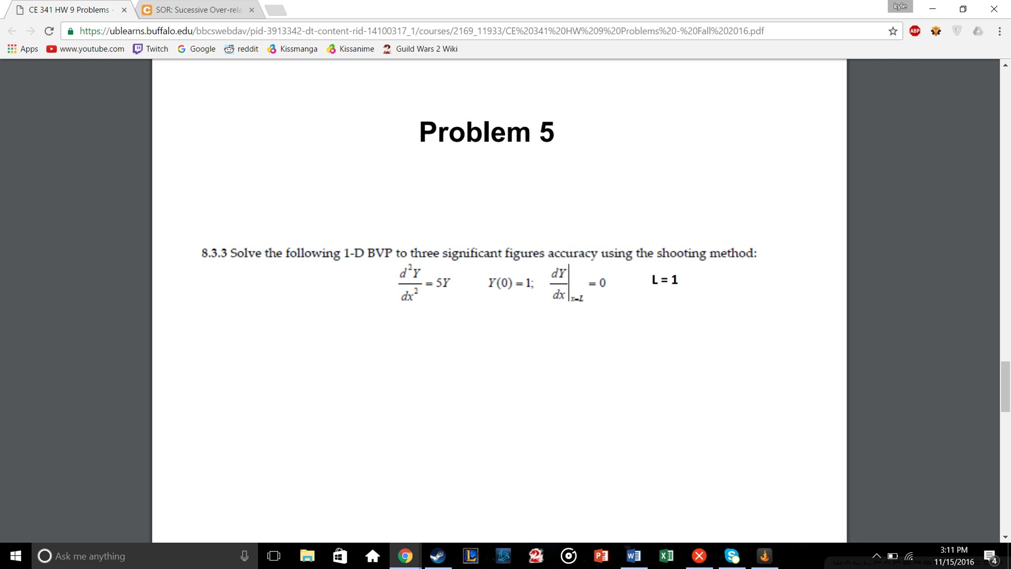Solved D CE 341 Hw 9 Prob x CSOR: Sucessive over-rela x C | Chegg.com