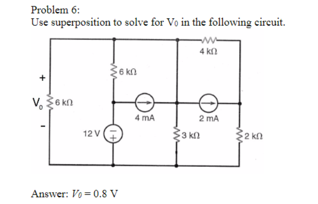 Solved Use superposition to solve for V_0 in the following | Chegg.com