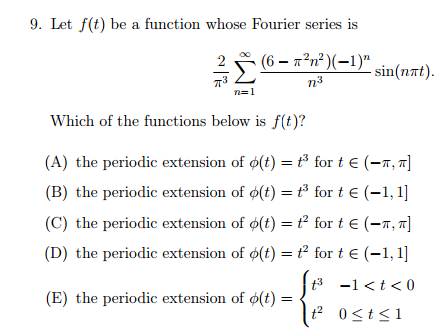 Solved Let f(t) be a function whose Fourier series is | Chegg.com