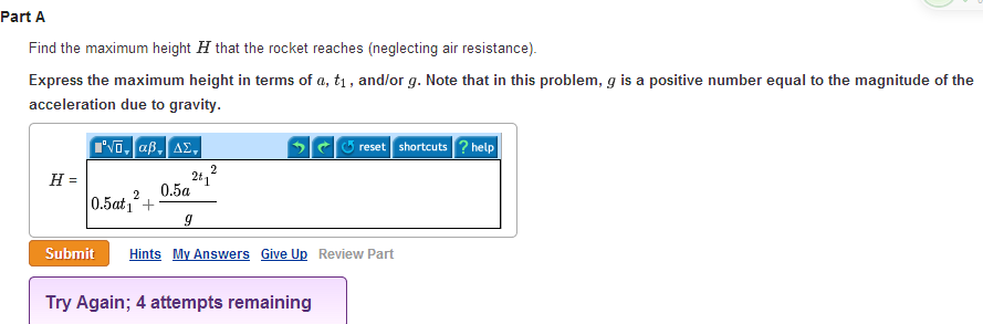 Solved A rocket, initially at rest on the ground, | Chegg.com