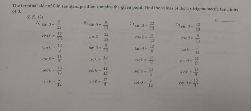 Solved The terminal side of ? in standard position contains | Chegg.com