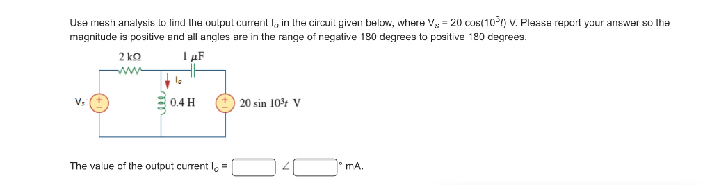 Solved se mesh analysis to find the output current Io in the | Chegg.com