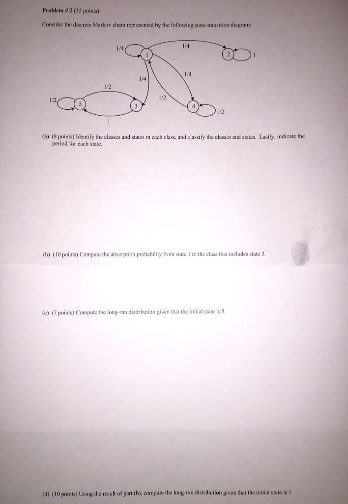 Solved Consider the discrete Markov chain represented by the | Chegg.com