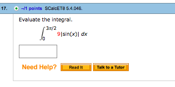 Solved Evaluate the integral. integral^3pi/2_0 9|sin(x)| dx | Chegg.com