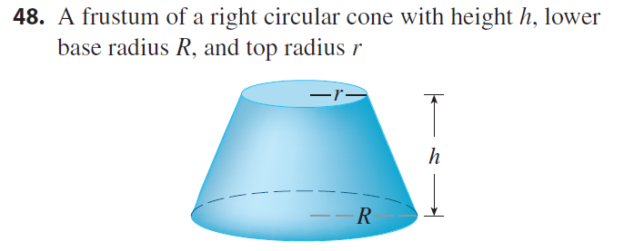 Solved 48. A frustum of a right circular cone with height h, | Chegg.com