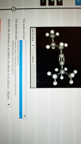 Solved labels. ball stick The molecule has four atoms in a | Chegg.com