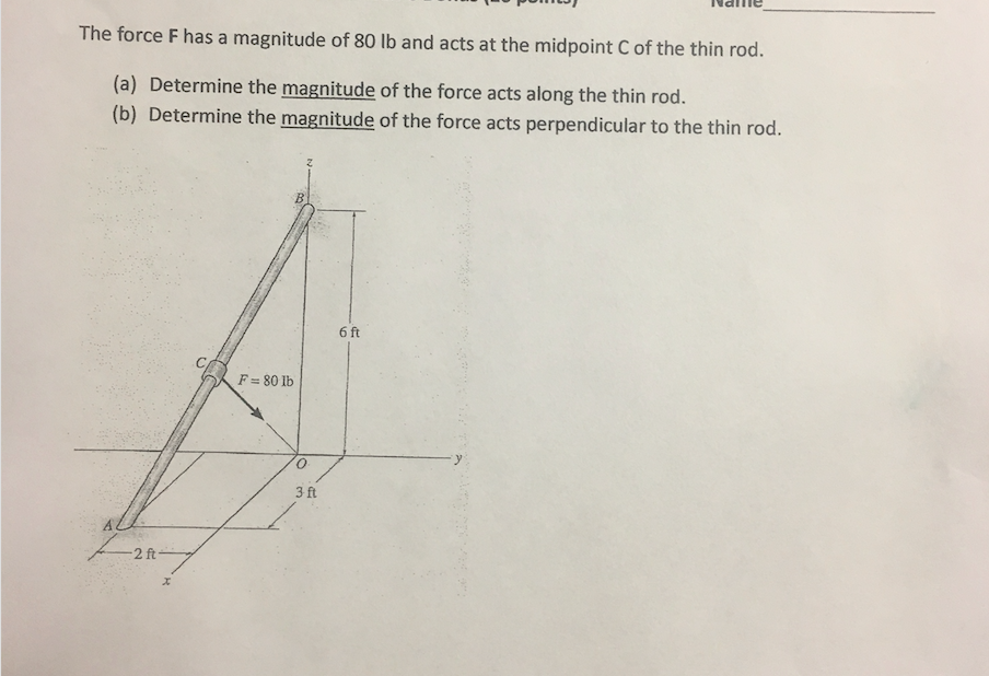 Solved The force F has a magnitude of 80 lb and acts at the | Chegg.com