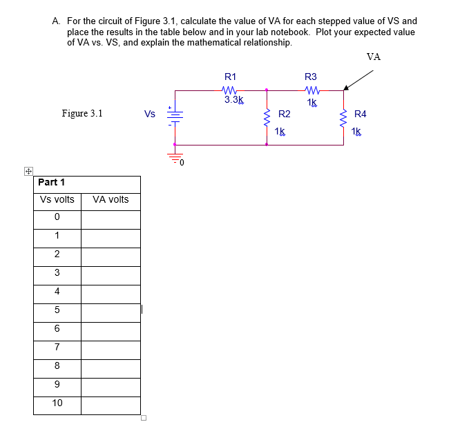 Solved calculate the value of VA for each stepped value of | Chegg.com